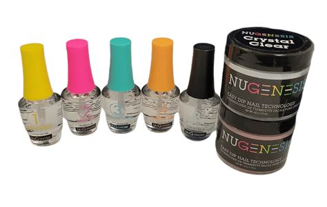 Nugenesis Dipping Powder Starter Kit With Crystal Clear Powder 7pcs