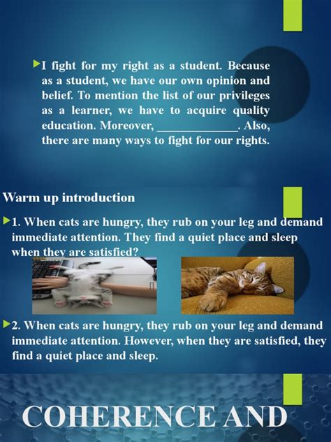 Lesson 4 Coherence And Cohesion Pdf Sentence Linguistics Word