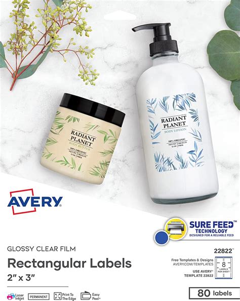 Avery Printable Blank Rectangle Labels 2 X 3 Glossy Crystal Clear 80 Customizable