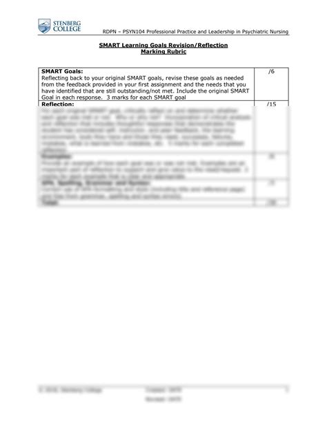 Solution Smart Goals Reflection Rubric Studypool