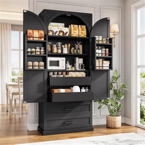 Ipormis Kitchen Pantry Storage Cabinet 71 Tall Black