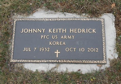 Pfc Johnny Keith Hedrick 1932 2012 Find A Grave Memorial