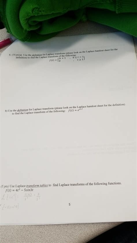 Solved Use The Definition For Laplace Transform Please Look