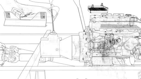 Schematic Chassis Large Suv Four Wheel Drive Moving Camera Model