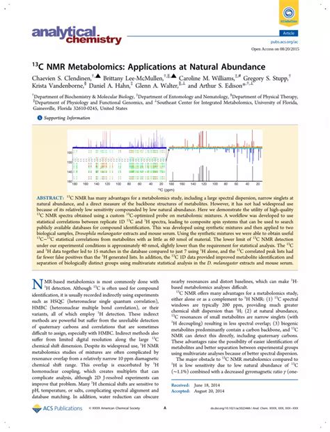 Pdf An Overview Of Methods Using 13c For Improved Compound Identification In Metabolomics And