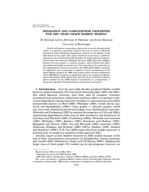 pdf separation and completeness properties for amp chain graph markov