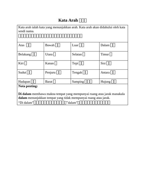 Kata Arah 方位词 Pdf