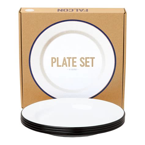 Falcon Enamelware 24cm Plates White With Coal Black Rim Hhv