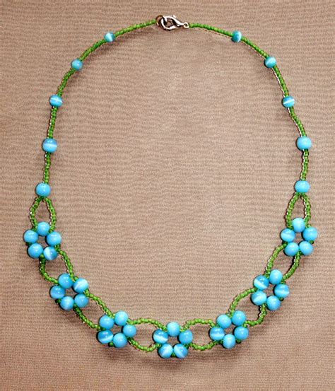 Free Pattern For Necklace Blue Flowers Beads Magic