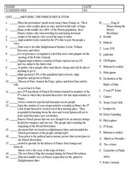 Examassessment French Revolution Vocabulary Identifications Quiz