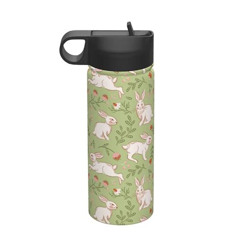 Pofeuu Cute Rabbit And Flower Print 18oz Sports Insulated Kettle Sports Bottle Water Bottles