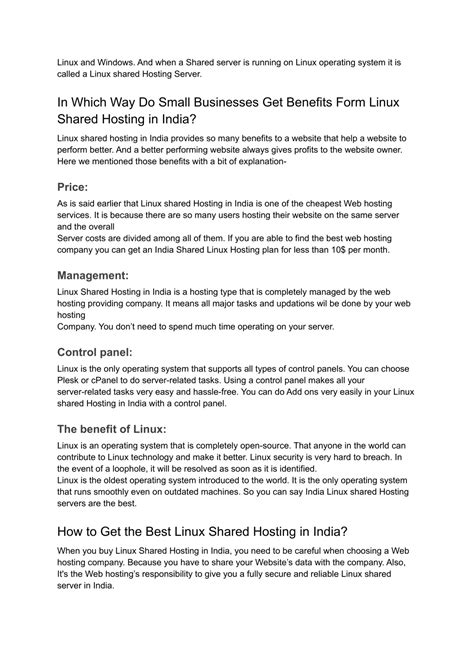 Ppt Can Linux Shared Hosting In India Help Small Businesses To Grow