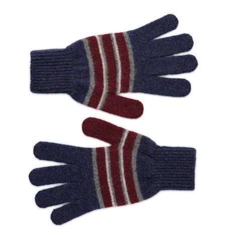 Robert Mackie Mens Croy Gents Gloves Navy And Red 100 Pure New Lambswool