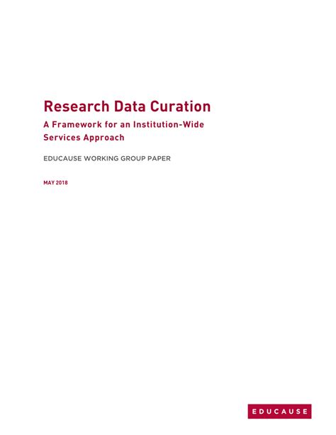 Pdf Research Data Curation A Framework For An Institution Wide