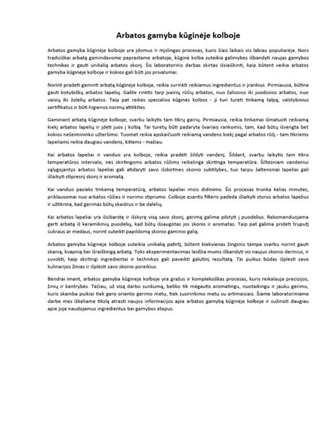 Arbatos Gamyba Kugineje Kolboje Pdf