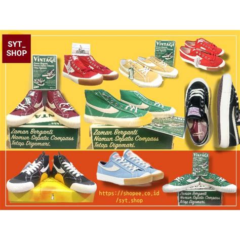 Jual Sepatu Compass Vintage Maroon Hi Shopee Indonesia