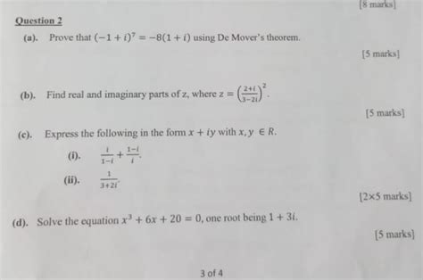 solved question 2[8 ﻿marks] a ﻿prove that 1 i 7 8 1 i