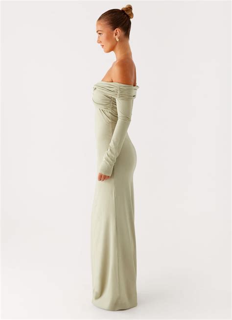 Marla Long Sleeve Maxi Dress Sage Peppermayo Us