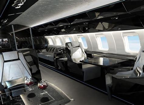 Black Lacquer Jet Interior Black And Gray Aircraft Interior Black