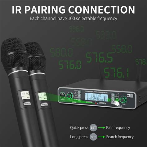 Xtuga Sistema De Micrófono Inalámbrico Uhf De 2 X 100 Canales