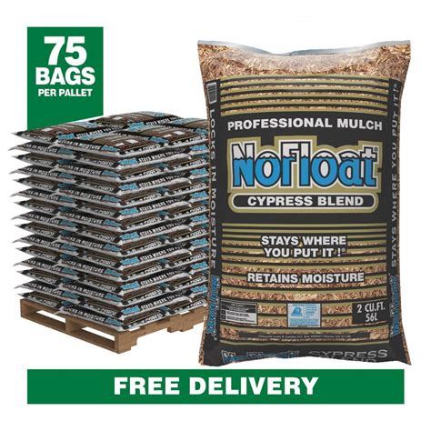No Float 2 Cu Ft Cypress Blend Shredded Bagged Mulch Pallet Of 75