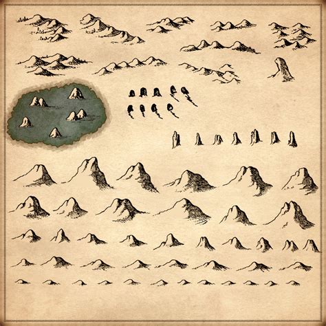 Mountains And Mountain Ranges Hills Fantasy Map Assets Pack