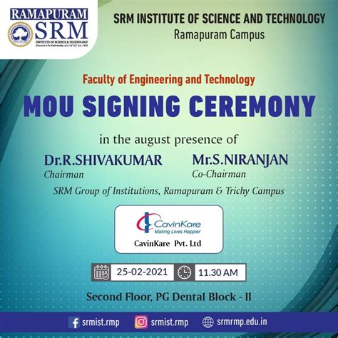 Mou Signing Ceremony Srm Ramapuram Srmist Ramapuram