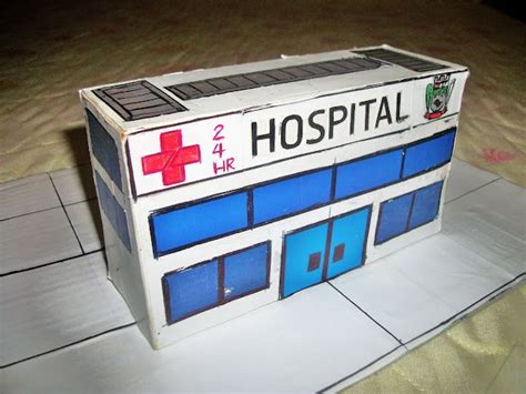 A Toy Hospital Building Made Out Of Cardboard