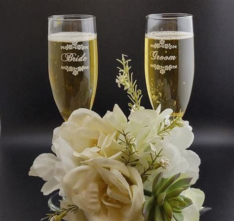 Personalized Champagne Glasses Laser Engraved Wedding Toast Set Etsy