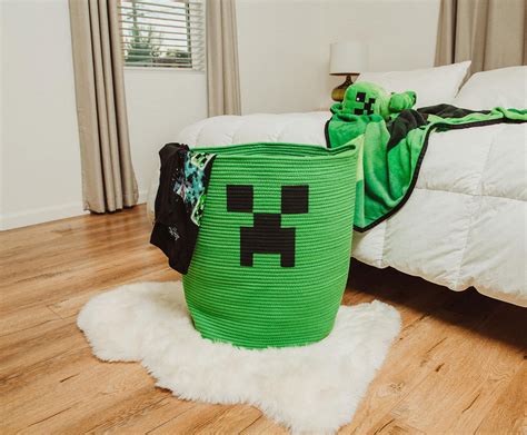 Ukonic Minecraft Green Creeper Woven Cotton Rope Hamper Storage Basket Wayfair