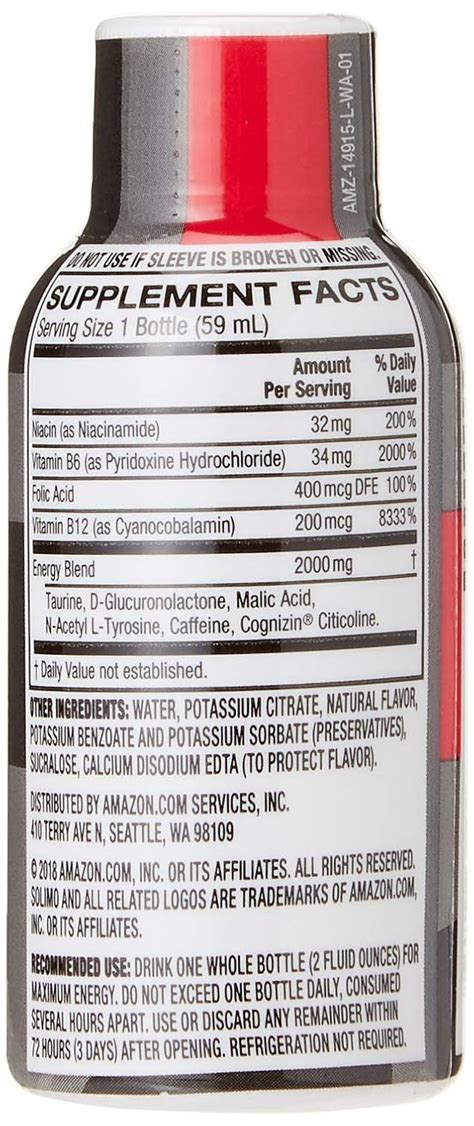 Amazon Brand Solimo Energy Shot Sabor Fruto Vermelho 59 Ml Pack De 12 Vitaminer Shop