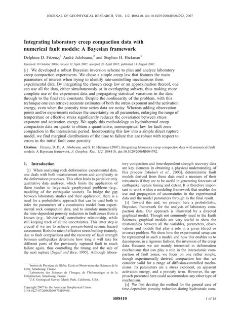 Pdf Integrating Laboratory Creep Compaction Data With Numerical Fault Models A Bayesian Framework