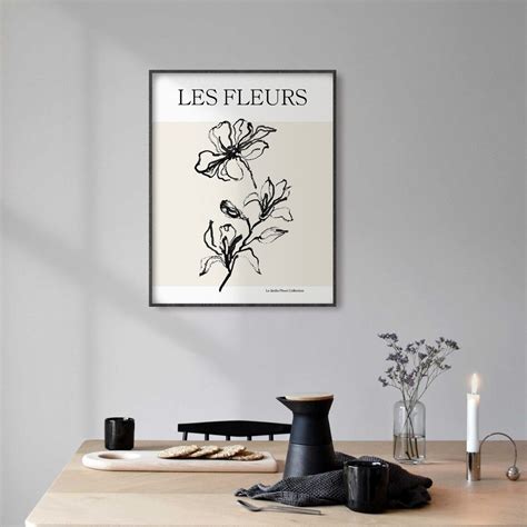 Les Fleurs Exhibition Poster French Aesthetic Floral Line Art