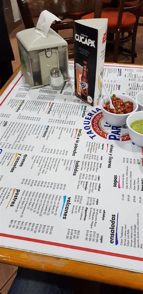 Carta Del Restaurante Taqueria Los Parados Ciudad Del México De