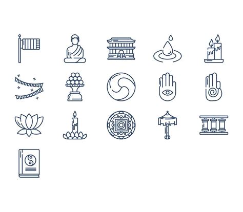 Buddhism Religion Symbol Icon Set 12166809 Vector Art At Vecteezy