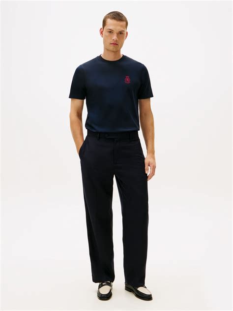 Th Crest Embroidery Interlock Knit T Shirt Blue Tommy Hilfiger