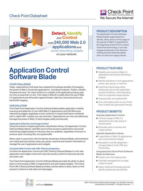 Checkpoint Application Control Data Sheet Pdf Web 2 0 Computer Network