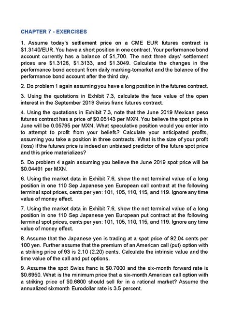 Exercises Chapter 7 Vưevư Chapter 7 Exercises Assume Todays