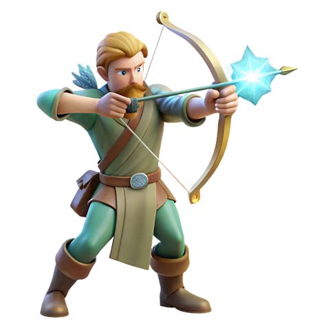 Archer With Magical Ice Arrow Fantasy 3d Render 56263153 Png