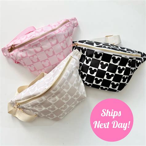 Fanny Pack Disney Checkered Nylon Disneyland Accessory Princess