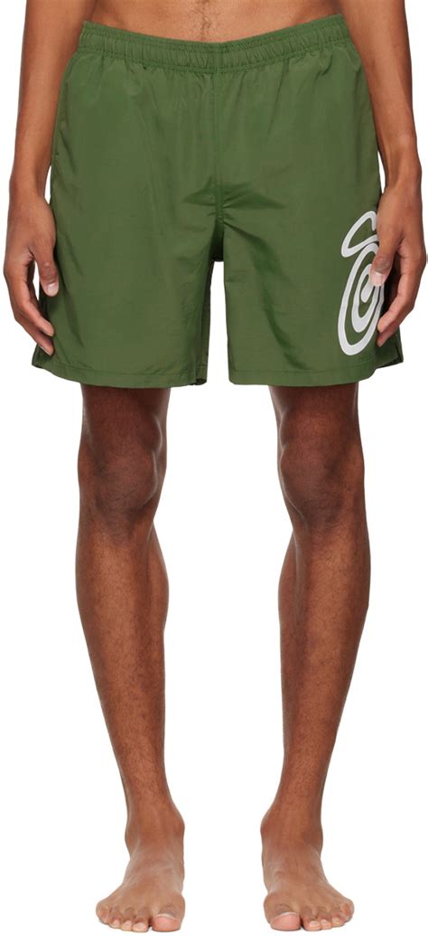 Stüssy Green Curly S Swim Shorts Stussy