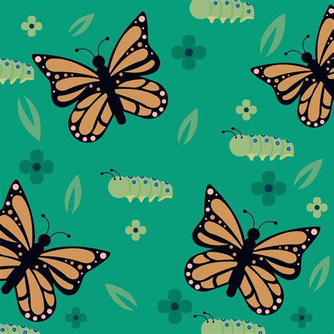 Spring Butterflies And Caterpillars 10529651 Vector Art At Vecteezy