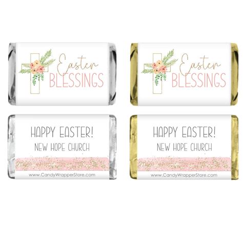 Miniature Easter Blessings Floral Cross Candy Wrappers Candy Wrapper Store
