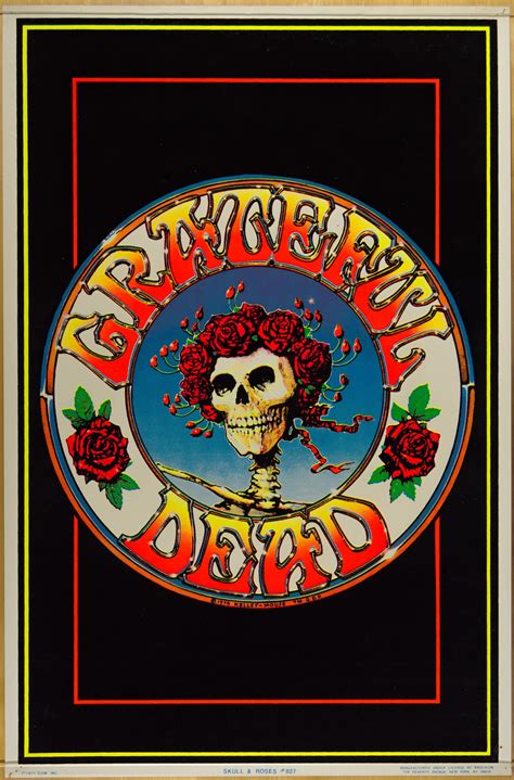 Grateful Dead Skull And Roses 1971 Black Velvet Poster Value Gocollect