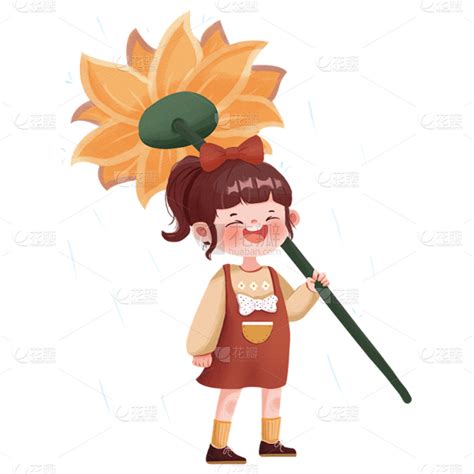 手绘 卡通下雨天女生人物贴纸7