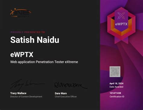 Ewptx Certification Cybersecurity Ethicalhacking Satish Naidu 11 Comments