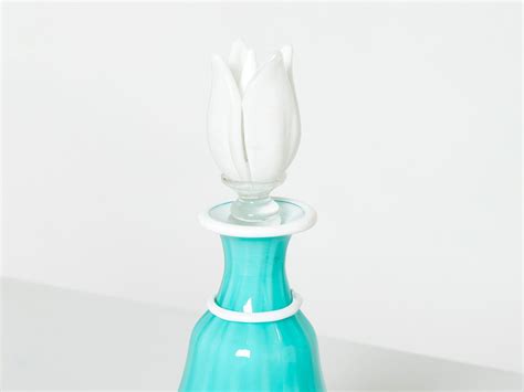 Turquoise Opal Glass Bottle By Barovier And Toso 1950s