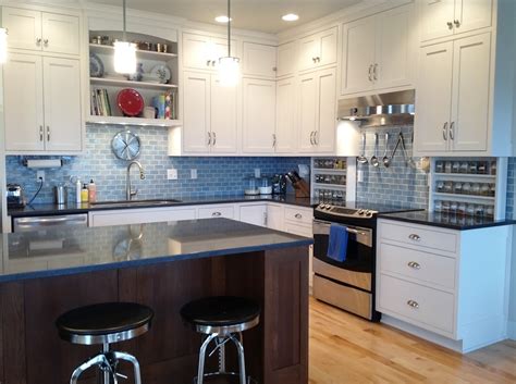 Blue Subway Tile Backsplash In Kitchen Things In The Kitchen
