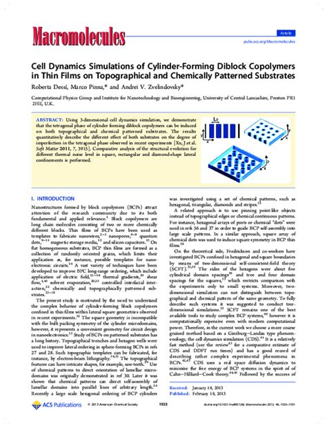 Pdf Cell Dynamics Simulations Of Cylinder Forming Diblock Copolymers