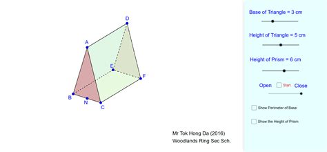 Net Surface Area Of A Triangular Prism And Cylinder Geogebra